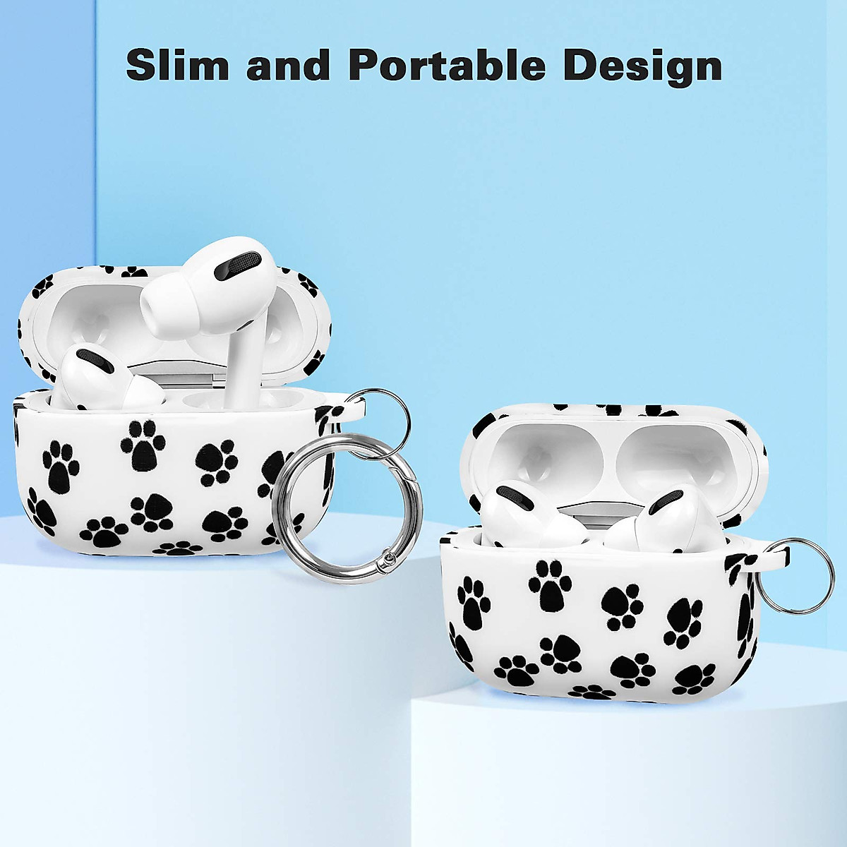 FRDERN AirPods Pro case with Keychain Soft Silicone Fadeless Pattern Printed Case Cover Skin Women Girls Men, Support Wireless Charging for AirPods Pro (Dag Paw)