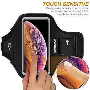 RUNBACH Armband for iPhone 15/15 Pro/14/14 Pro/13/13 Pro/12/12 Pro/11/XR,Sweatproof Running Exercise Bag with Card Slot for iPhone 15,14,13,12,11,iPhone XR(Black)