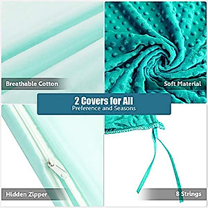 Giantex Weighted Blanket with Duvet Covers, Hot and Cold Duvet Cover Set, 60" x 80" | 15lbs, Cozy Heavy Blanket with Premium Glass Beads, Weighted Blanket for Hot and Cold Sleepers (Green)