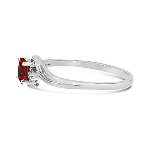 Direct-Jewelry 10k White Gold Oval Garnet And Diamond Ring (Size 6.5)