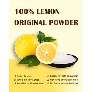 ORGFUN Original Lemon Powder Made with Real Lemons, Freeze Dried Juice Powder, Strong Fresh Lemon Flavor Great for Beverages, Smoothies, Baking 7.06 Oz