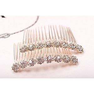 Letshopping® High-grade Alloy Diamond Tiara Comb Hair Accessories Hair Fork(2pc) Rose gold