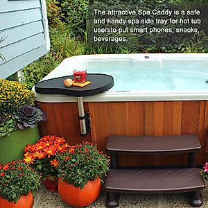 REGMICS Spa Caddy Side Table Tray, 360° Rotation Design Spa Tray Table Keep Snacks and Drinks Handy and Dry