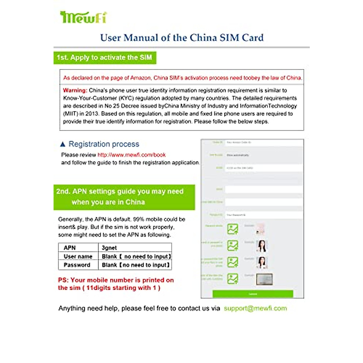 China SIM Card with Calls and Text 4G Network 30 Days 3GB Data 60 Minutes to Mainland China, Receiving SMS Free, Access to China Health Code. (Requires Real Name verification)