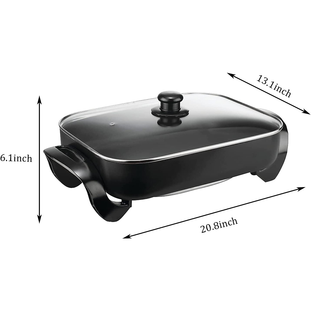 16 inch Nonstick Electric Skillet - Large Capacity Serves 4 to 6 People