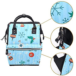 Christmas Snowflakes and berries Diaper Bag Backpack Baby Nappy Changing Bags Multi Function Large Capacity Travel Bag
