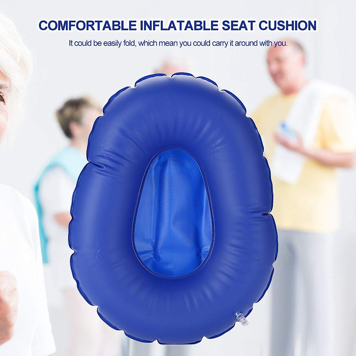 Sonew Professional Air Inflatable Potty Blue Seat Cushion Portative Chair Cushion Foldable Back Cushion