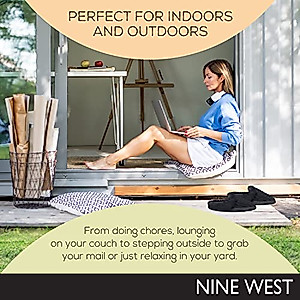 NINE WEST Premium Slippers For Women Cozy Warm Memory Foam Non-Slip Indoor Outdoor Winter House Shoes in Black Size 5-6 Small