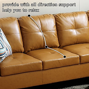 A Ainehome Living Room Sofa Set 2 Pieces Sectional Sofa Set, L-Shape Sofa Faux Leather Couch with Chaise for Living Room/Office/Apartment (B-Ginger, Right Hand Facing)