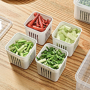 Bhtqdnq Food Storage Containers with Lids Airtight, Fridge Fresh-Keeping Container with 6 detachable small boxes, Portable Divided Fruit Storage Container Onion Ginger Garlic Cherry Storage (6 boxes)