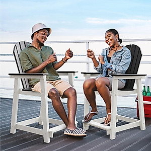 OTSUN Tall Adirondack Chairs, Outdoor Balcony Chair, Patio Bar Stool Chair with Widened Arms, High Back, Footrest, 400lbs, All-Weather Bar Height Chair for Garden, Yard, Backyard