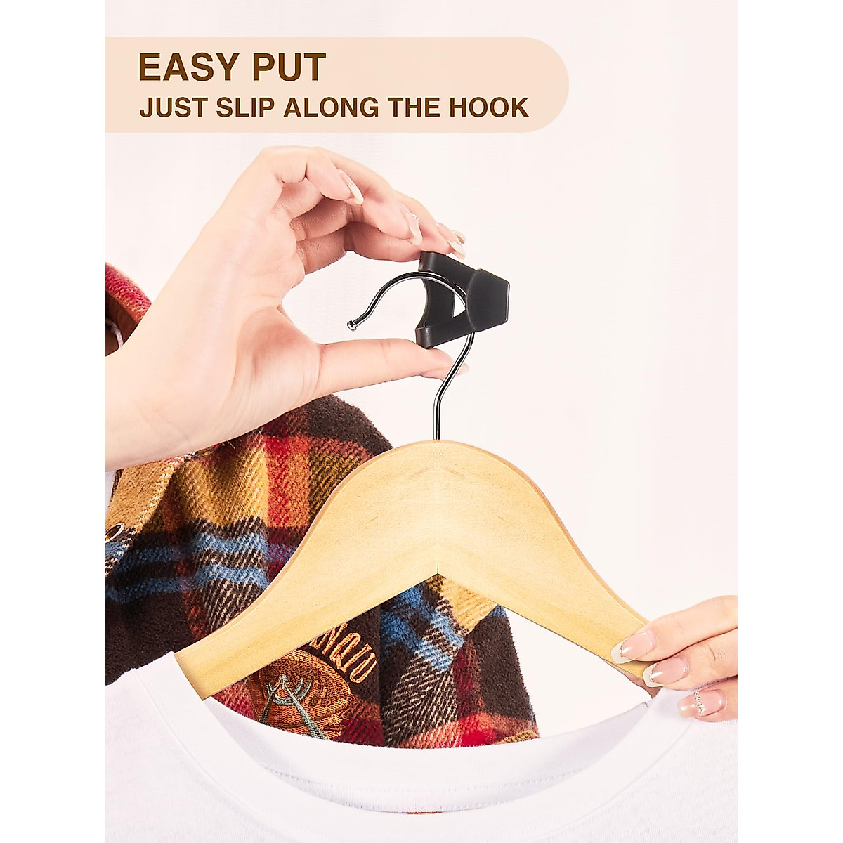 Smartor Clothes Hanger Connector Hooks 60 Pack, Closet Storage and Organization as Hangers Space Saving, Hanger Add on Hook as Closet Organizer, Stacking Hangers, Cascading Space Saver, Black