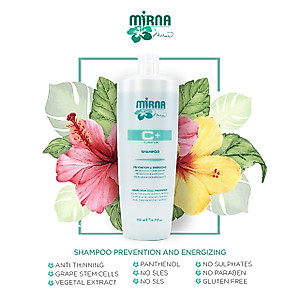 Mirna Professional Prevention & Energizing, Anti Hairloss Shampoo. Infused with Grape stem cells, Panthenol, No Sulphate, Gluten Free, No Paraben, and No SLS. Unisex Item. 500ml / 16.9oz