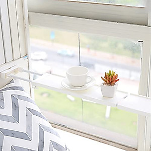 LIYIVNAA Expanding Narrow Closet Shelf Tension Rod Slim Cupboard Divider Hanger Adjustable Cabinet Organization Storage Rack Windowsill Bathroom Shelving Unit for Small Space - White