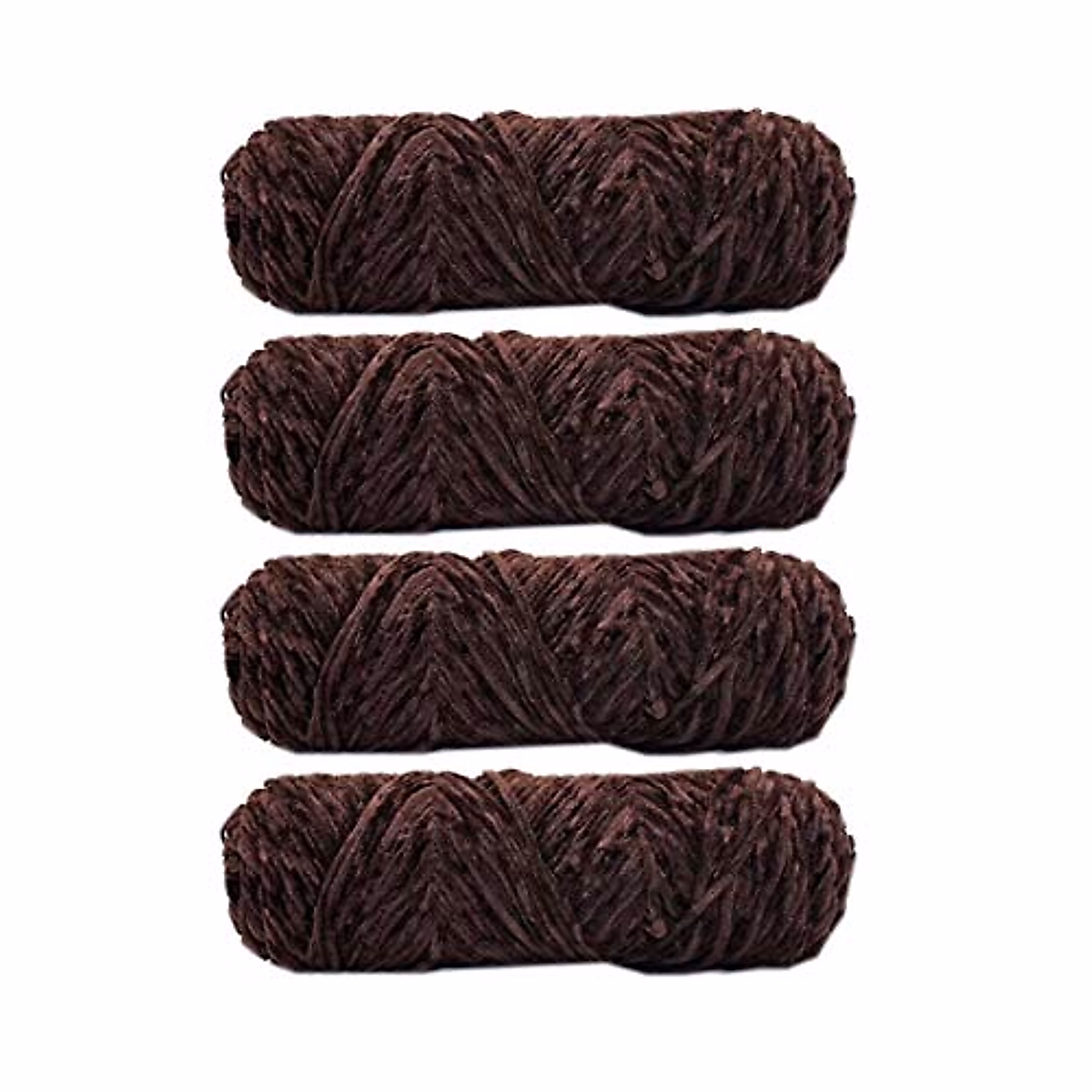 4 Skeins Chenille Yarn, Blanket Yarn for Knitting Chenille Velvet Fancy Yarn for Crochet Weaving DIY Craft Total Length 4×180m (4×190yds, 4×100g) (Brown)