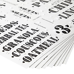 154 Farmhouse Food Storage Labels for Pantry Containers, Preprinted Black on Clear All Caps Household Stickers + Expiration Dates + Numbers for Kitchen Organization Jars (Water Resistant)