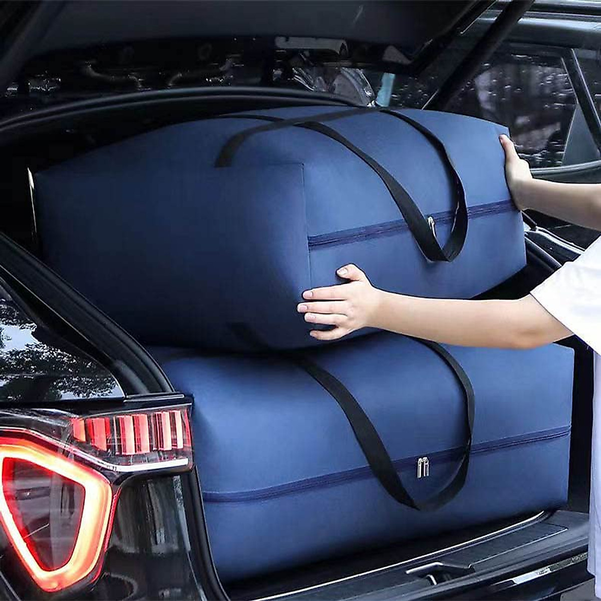 JMMBY Thickened Extra Large Storage Bag with Zippers & Carrying Handles,28 gallon,Moving Bags for household or travel.Waterproof fabric (3 Pack)