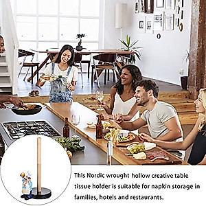 YANGMEI Adjustable Paper Towel Holder, Chef Style Resin Paper Towel Dispenser, Chef Figurines Creative Roll Paper Stand for Kitchen Cafe Restaurant Cake Shop Dessert Shop Decoration Ornament(Blue)