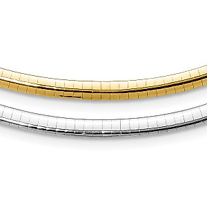 IceCarats 14K Two Tone Gold Reversible 4mm Cubetto Omega Snake Chain Necklace 18 inch