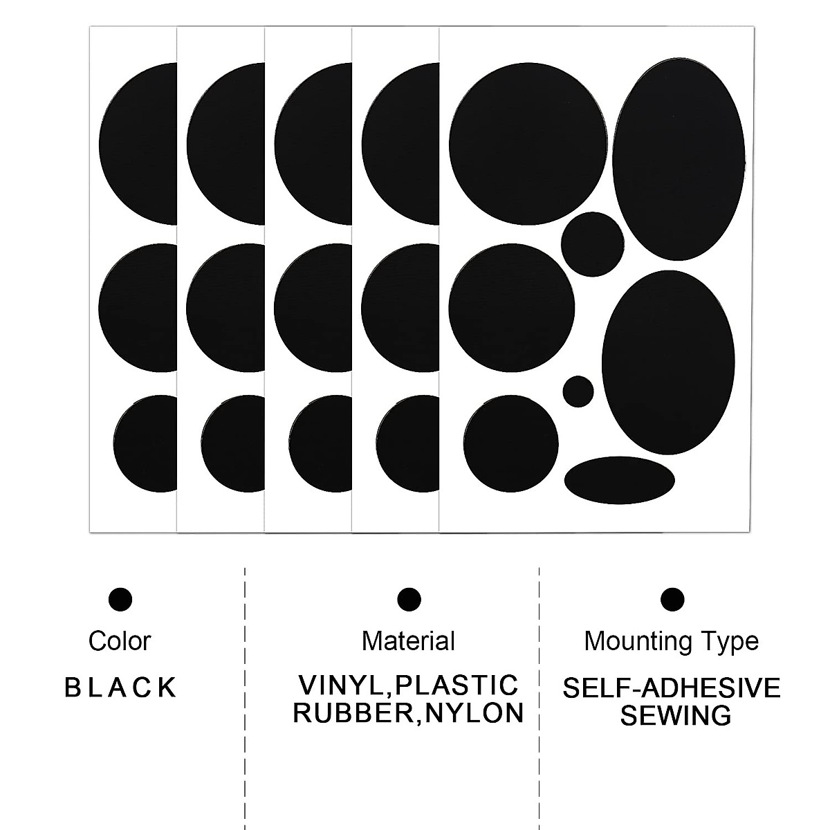 40pcs Down Jacket Repair Patch, Black Nylon Fabric Repair Patches Self-Adhesive Washable Outwear Repair Patches for Puffer Clothing Sleeping Bags Tents (Round)