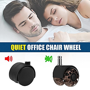 Office Chair Caster Wheels, Set of 5, Heavy Duty Chair Wheels for Hardwood, Carpet -Quiet & Smooth Gliding 2 Inch Office Chair Rubber Caster Wheels(Brown)