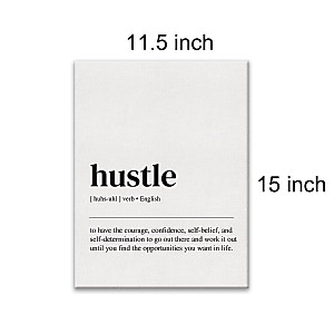 Hustle Definition Canvas Wall Art Poster Print Gift, Hustle Quote Painting Ready to Hang Home Office Bedroom Decor (11.5" x 15")