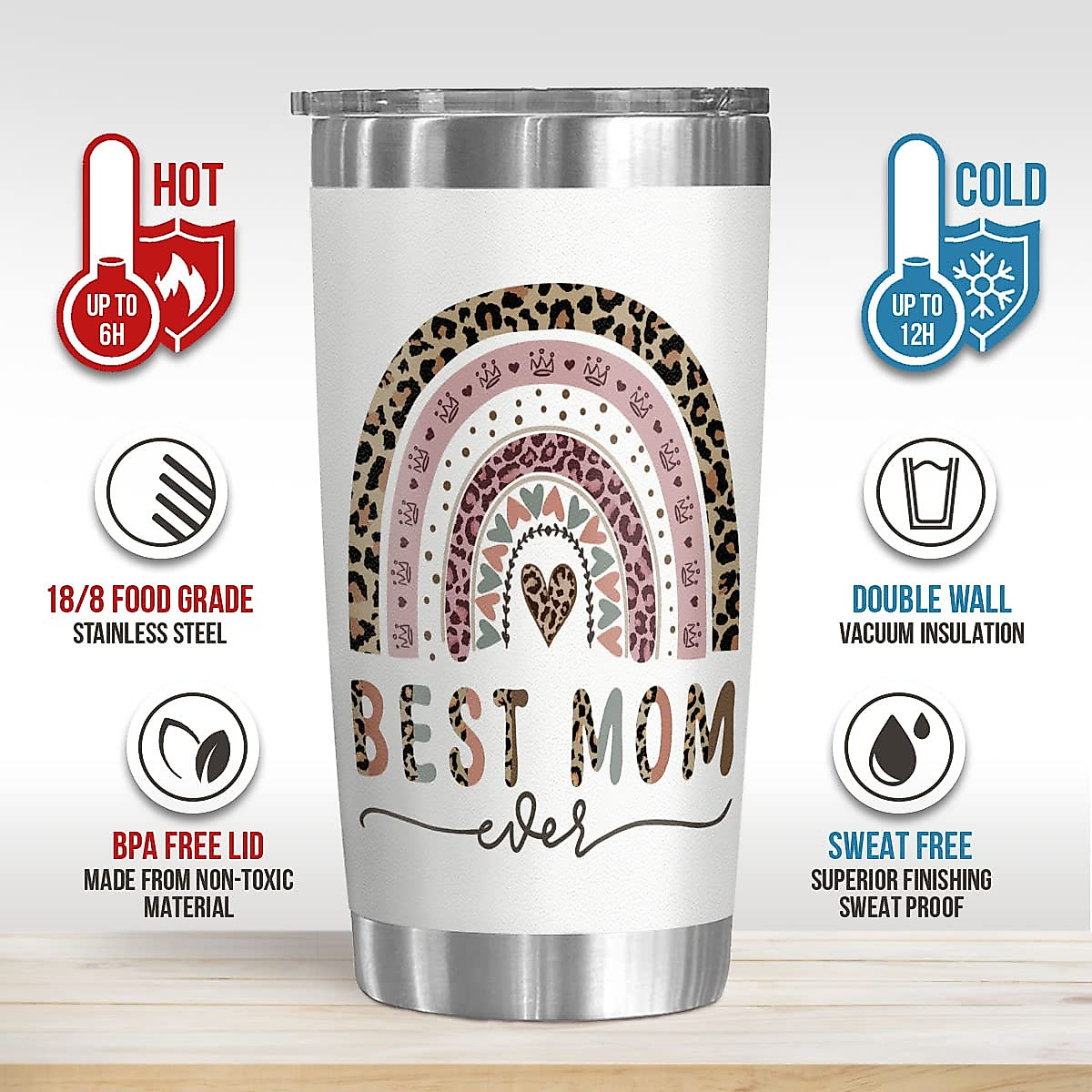 Kilyhome Mothers Day Gifts For Mom From Daughter, Son - Best Mom Ever Gifts, Gift Ideas for Birthday, Mother's Day, Presents For Mom To Be 1st Time Mom, New Mom Gifts - 20 Oz Stainless Steel Tumbler