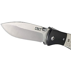 CRKT M4-02 EDC Folding Pocket Knife: Assisted Opening Everyday Carry, Satin Blade, Thumb Stud, Liner Lock, G10 Bolster, White Bone Handle, Pocket Clip