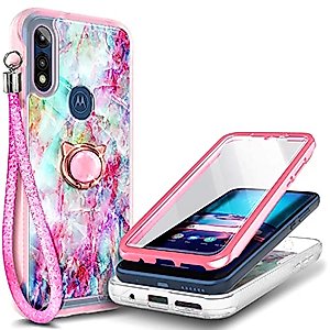 NGB Supremacy Case for Motorola Moto E 2020, Full Body Protection with [Built-in Screen Protector] Ring Holder/Wrist Strap, Slim Fit Shockproof Bumper Durable Cover Case (Fantasy)