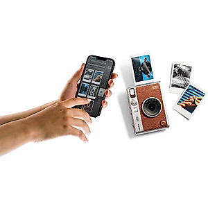 Fujifilm Mini EVO Hybrid Camera (Brown) Instant Film Camera Bundle with 40 Instant Film Sheets + 32GB microSD Memory Card + Small Padded Case + SD Card Reader + Extreme Electronics Cloth
