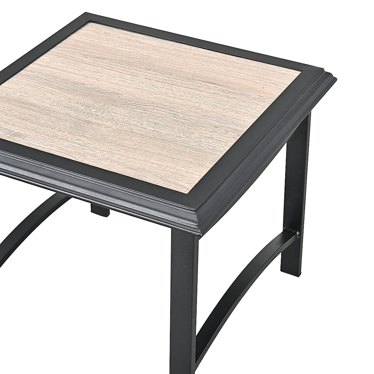 LOKATSE HOME 3 Piece Bistro Set with Square Side Table for Balcony Lounge Porch Yard, Blue