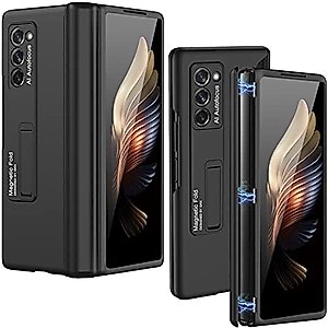 Miimall Galaxy Z Fold 2 Case with Kickstand, Magnetic Hinge, Hard PC Bumper Protection - Black