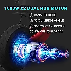 Varla Eagle One Pro Electric Scooter, Dual 1000W Motor, Up to 45 Miles Range, 45 MPH, 60V 27Ah Lithium-ion Battery, 11" Tires, Dual Hydraulic Brake Plus ABS System, Dual Suspension E-Scooter