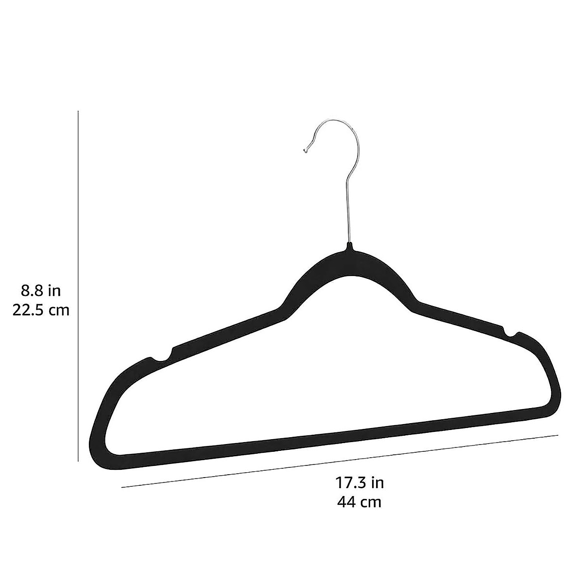 Amazon Basics Slim, Velvet, Non-Slip Suit Clothes Hangers, Black/Silver - Pack of 30