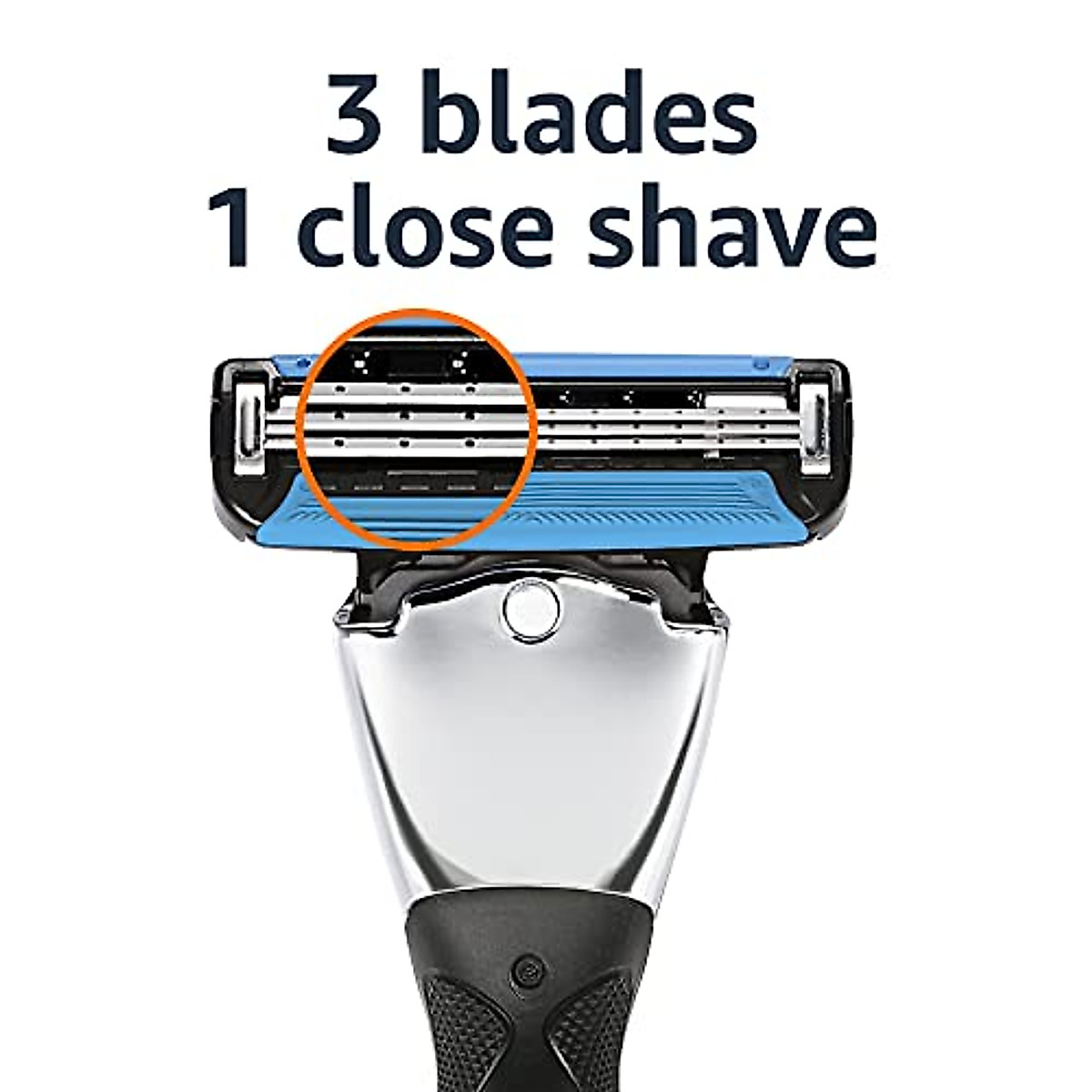 Amazon Basics 3-Blade Motion Sphere Razor for Men with Dual Lubrication, Handle & 2 Cartridges, Cartridges Fit Amazon Basics Razor Handles only, 3 Piece Set, Black (Previously Solimo)