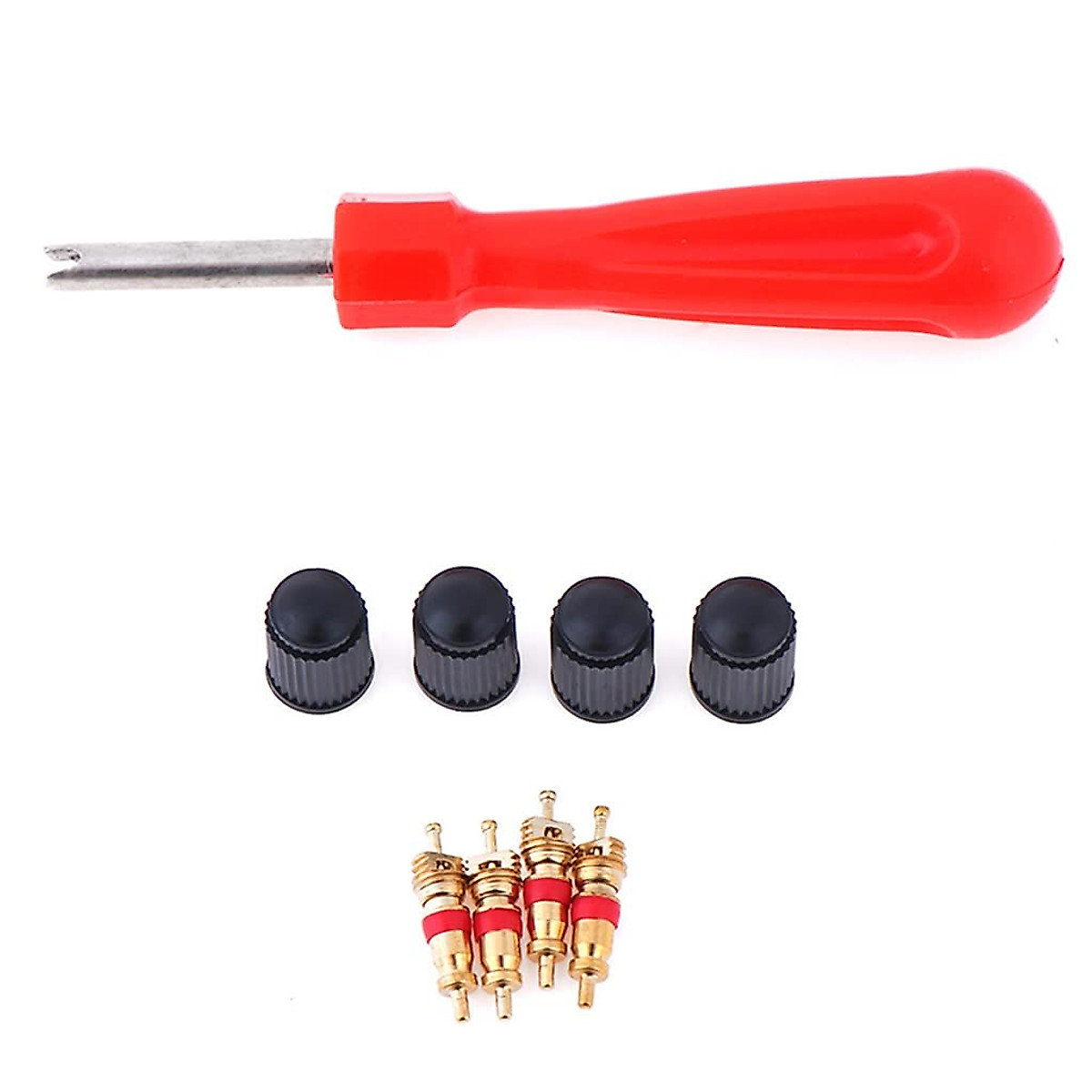YÁSEZ Tire Valve Service Kit 4 Cores Caps Stem Repair Tool for Car Motorcycle Bus Truck