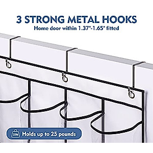 KEETDY 28 Large Clear Over The Door Shoe Rack with Crystal Pockets Hanging Shoe Organizer Storage Shoe Holder for Closet Hanger, White