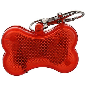 Generic Flashing Flasher Blinking Led Bone Shape Dog Cat Tag Pet Collar Light Red| Nice, 1个