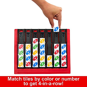 Mattel Games UNO Quatro Game with Colored Tiles & Plastic Grid for Adult, Family & Parties, 2 to 4 Players Ages 7 Years Old & Up