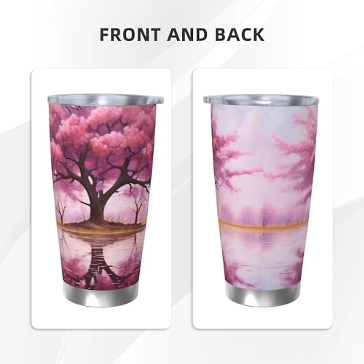 AYCZN Cherry Tree 20 OZ Tumbler Stainless Steel Travel Coffee Mug, Cherry Blossom Insulated Water Bottle with Lid and 2 StrawsLeakproof Thermal Cup