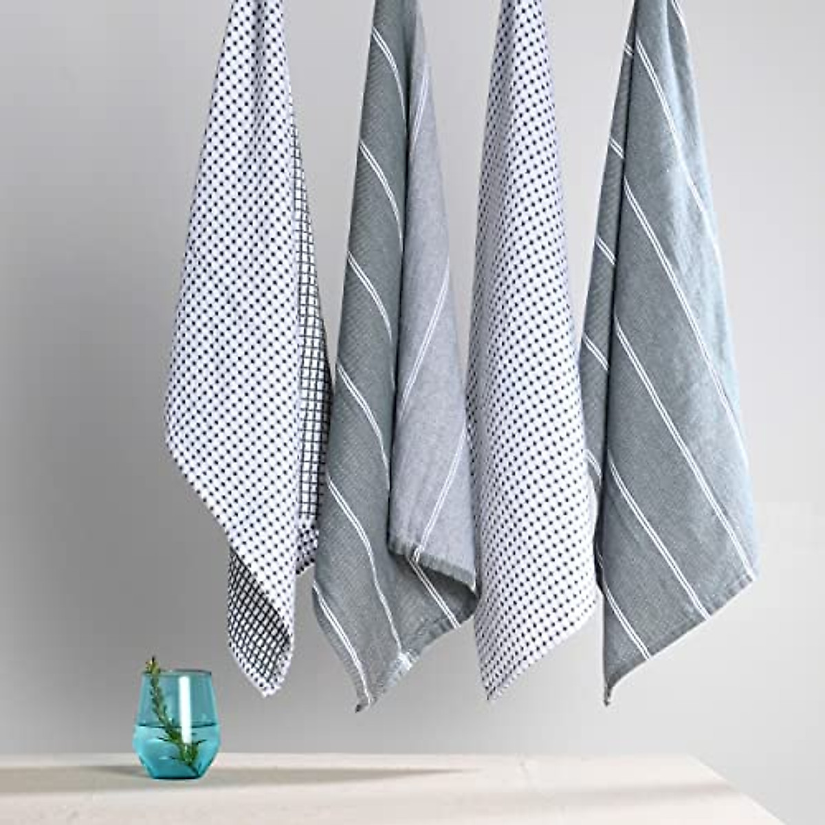 Folkulture 100% Cotton Kitchen Towels with Hanging Loop, Waffle Weave St Patricks Day Kitchen Towels and Dishcloths Sets, Hand Towels for Kitchen, 20 x 28 inches, Set of 4, (Khaki Green)