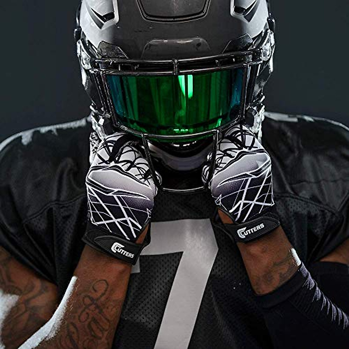 CUTTERS Game Day No Slip Football Gloves, Youth and Adult Sizes, Receiver Glove with High Tack Silicone Grip, Superior Support and Protection for All Ages, Guantes de Football, 1 Pair, Large