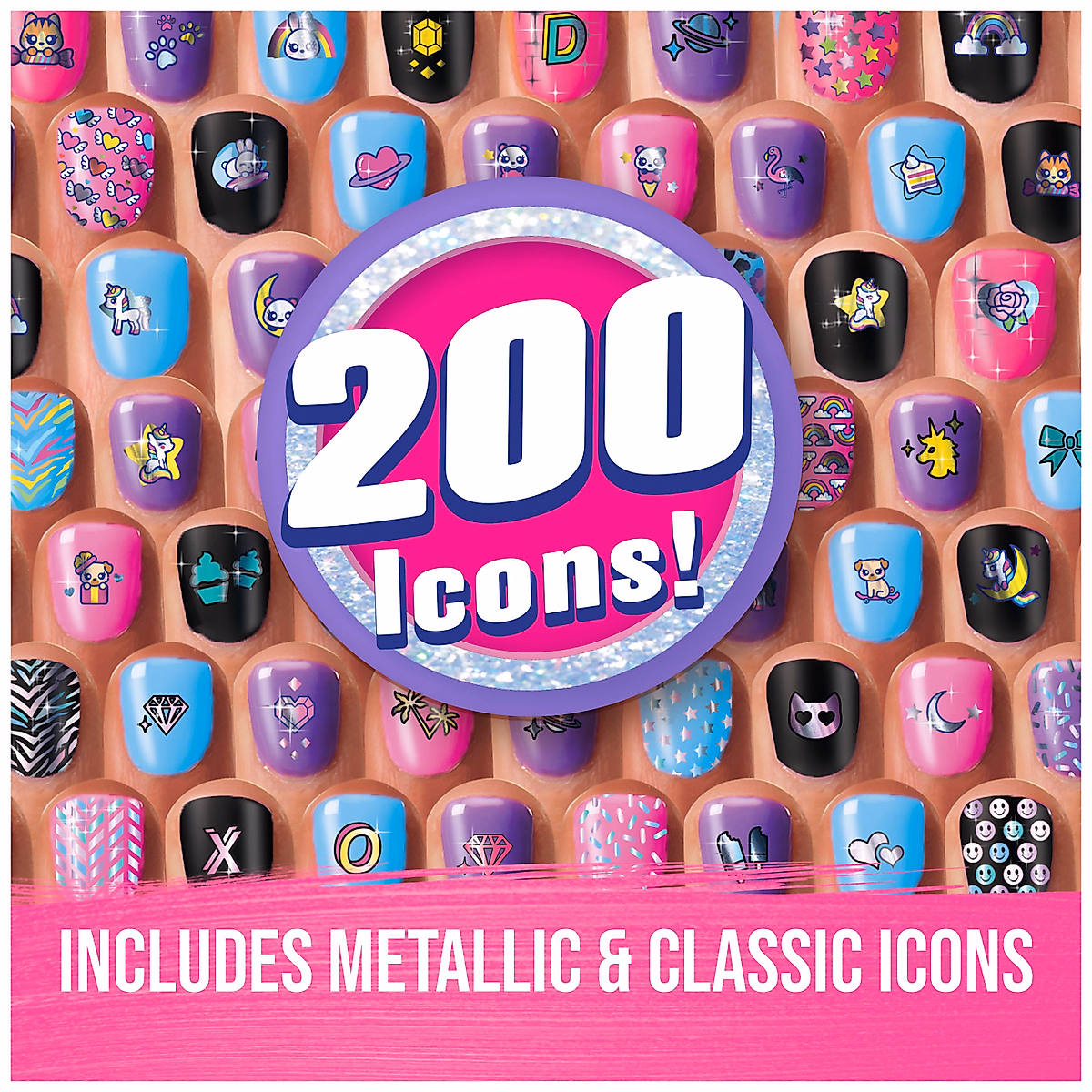 Cool Maker, GO Glam U-nique Metallic Nail Salon with 200 Icons and Designs, 4 Polishes, Stamper & Dryer, Nail Kit for Girls, Amazon Exclusive