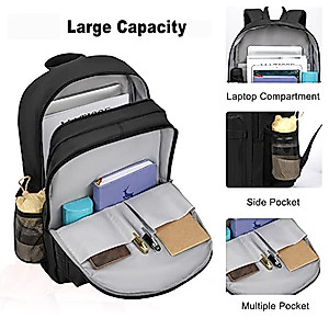 KCY Backpack for Kids, Lightweight Elementary School bag Bookbag with Water Bottle Pockets for Kindergarten Boys Girls School Travel, Waterproof Casual Daypack for Teens Child,Black