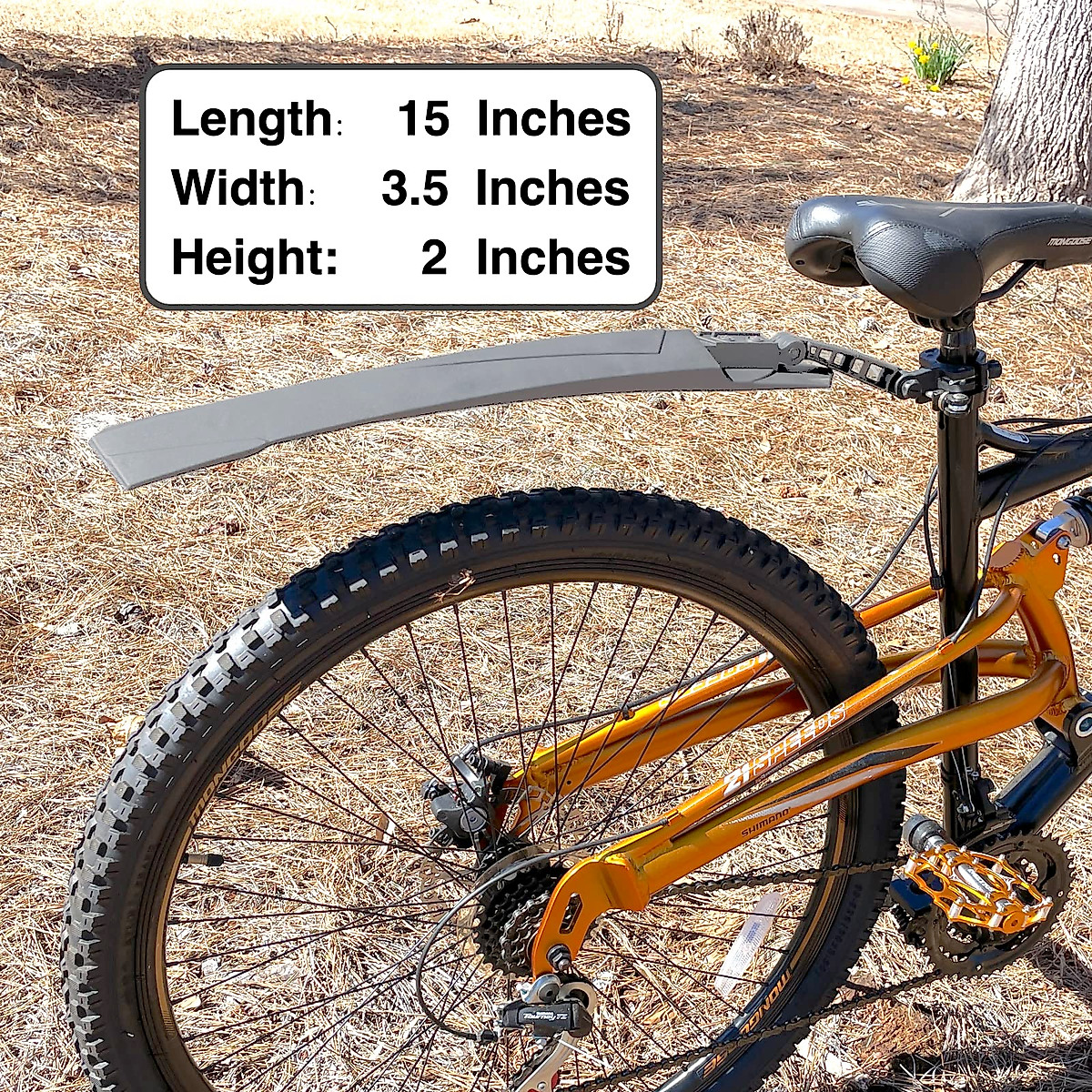 RNX Grey Mountain Bike Mud Guard Set Front and Rear Fenders, Wide, Universal, Adjustable