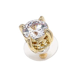 John Medeiros Diamante 4 Carat Stud Earrings Gold, Hypoallergenic Aesthetic Earrings Perfect as Gifts For Women, Cubic Zirconia Earrings Studs Ideal for Date Night, rhodium and gold, Cubic Zirconia