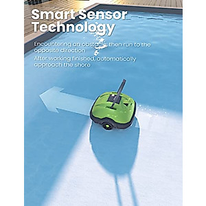 WYBOT Cordless Robotic Pool Cleaner, Automatic Pool Vacuum, Powerful Suction, Dual-Motor, Ideal for Above/In Ground Flat Pool Up to 525 Sq.Ft -Osprey200 (Green)