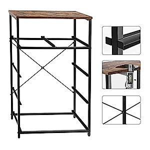 CASATOCA Tall Dresser, Rustic Storage Cabinet with 5 Fabric Drawers, Organizer Unit for Bedroom, Entryway and Closets, Sturdy Steel Frame, Wooden Front and Top, Rustic Brown and Black