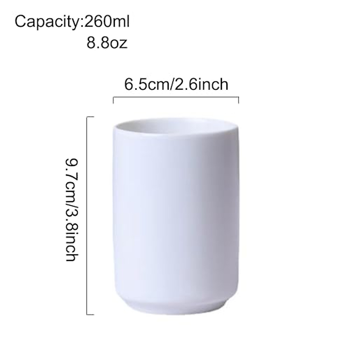 RabyLeo Japanese Simple Black and White Style handleless Ceramic Mug Hotel Teacup Toothbrush Cup Washing Mouth Cup. (White)