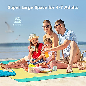 Antetek Beach Blanket, 79''×83'' Picnic Blankets Waterproof Sandproof for 4-7 Adults, Oversized Lightweight Beach Mat, Portable Picnic Mat, SandProof Mat for Travel, Camping, Hiking